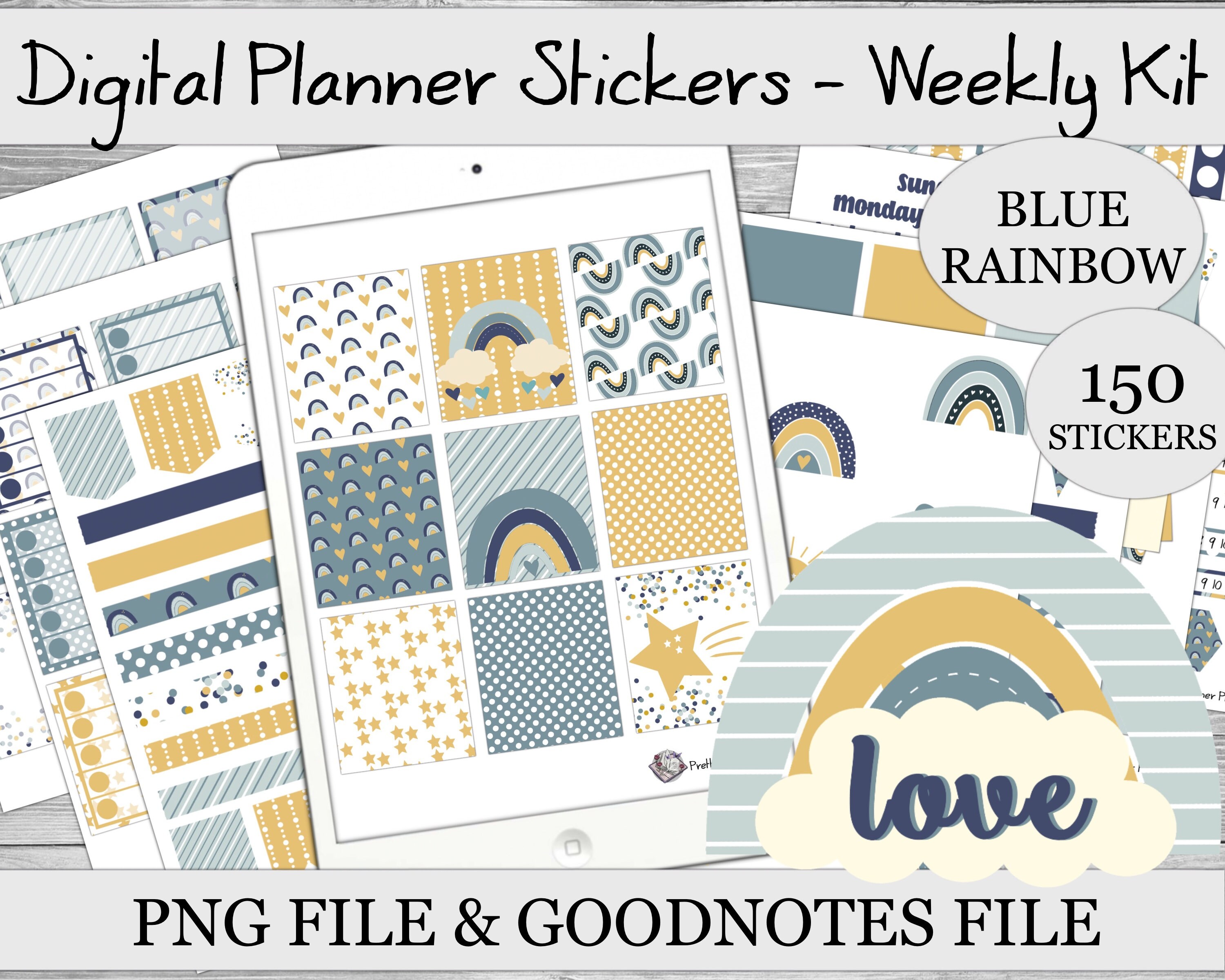 Paper Stickers Printable planner stickers Rainbow Reverie Digital ...