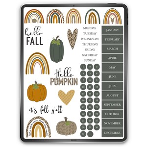 Autumn Boho Digital Planner Stickers Precropped Goodnotes 5 - Etsy