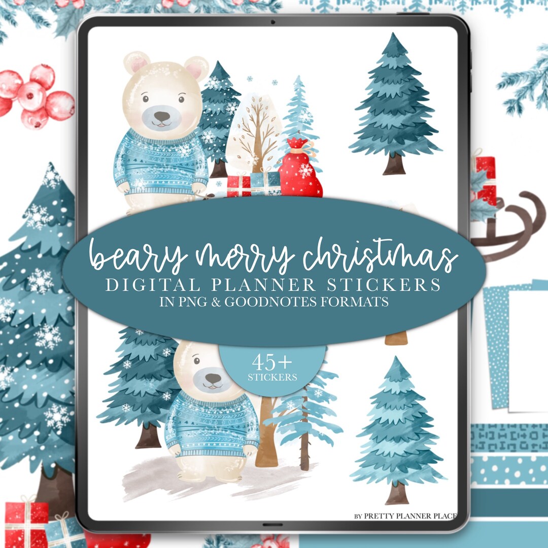 Winter Bear | Christmas Digital Stickers | Digital Planner Stickers ...