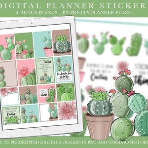 Cactus Plants Digital Planner Stickers, Precropped PNG and Goodnotes ...