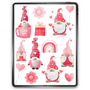 Valentines Day Digital Planner Stickers, Gnome Digital Stickers ...