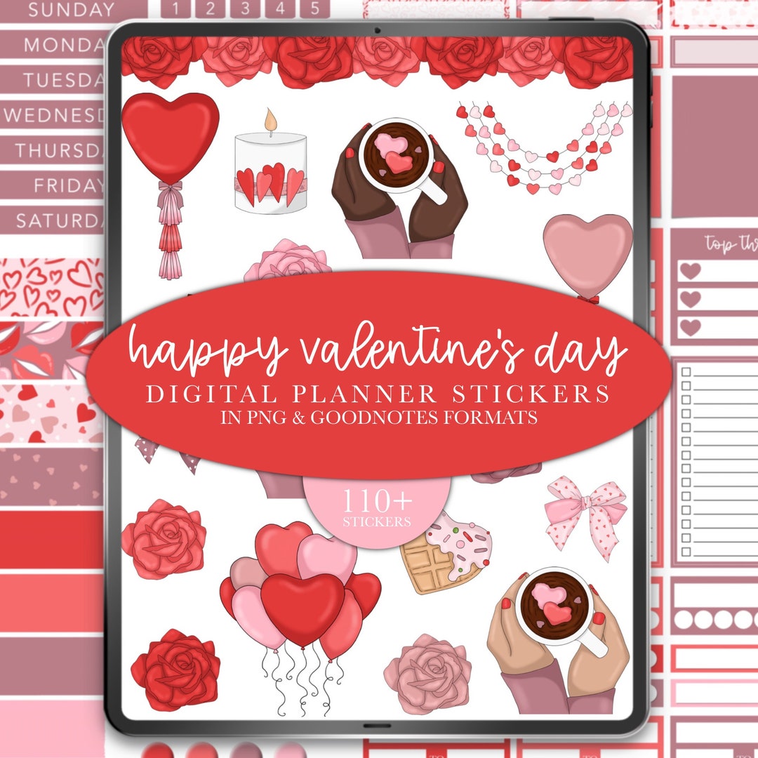 Valentines Day Digital Planner Stickers, Valentines Digital Stickers ...