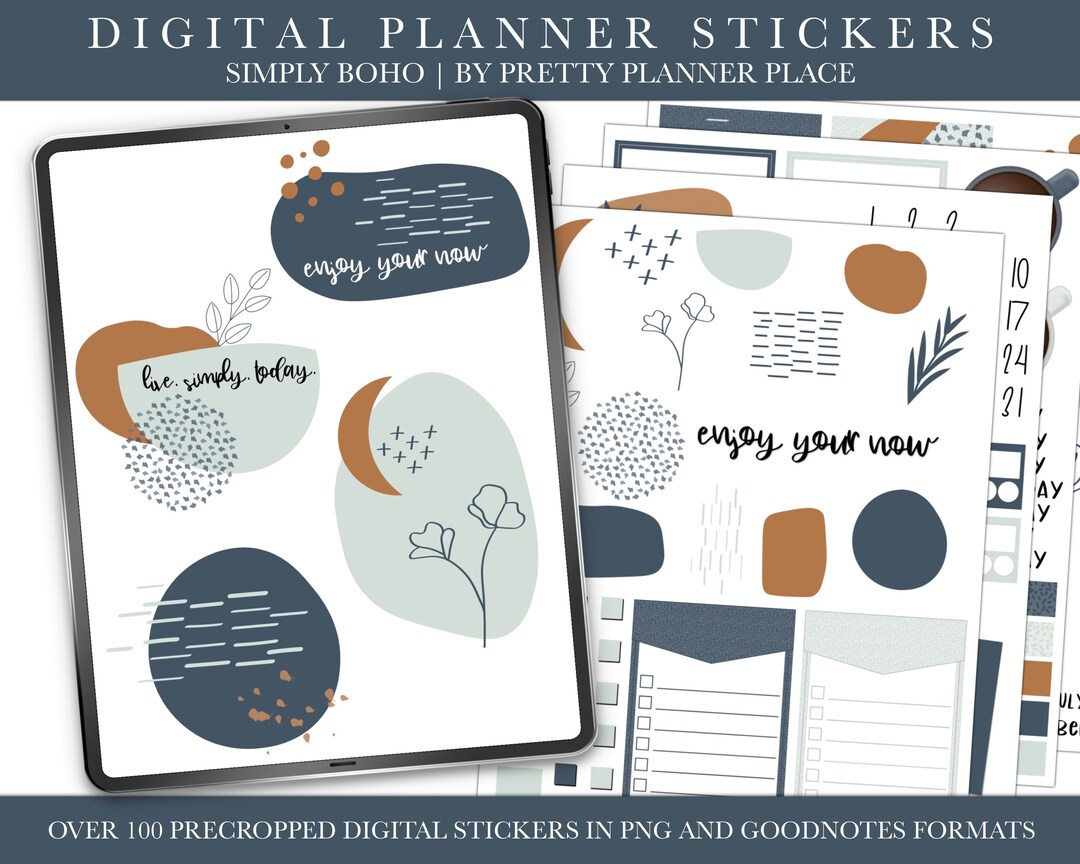 Boho Theme Digital Planner Stickers for Goodnotes Precropped PNG ...