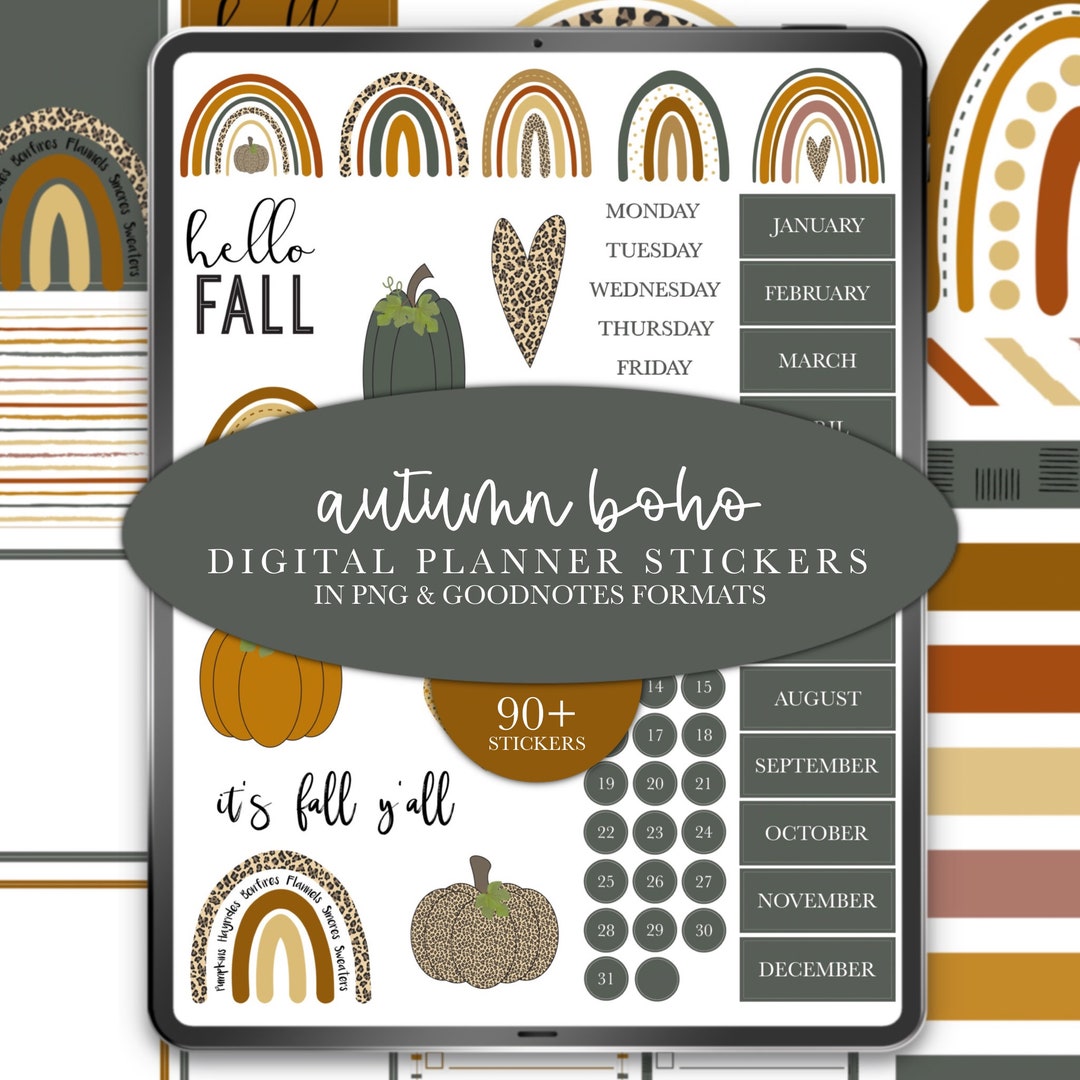 Autumn Boho Digital Planner Stickers Precropped Goodnotes 5 - Etsy