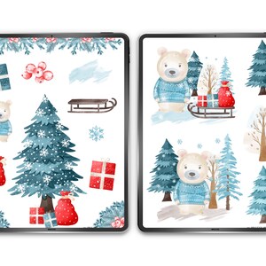Winter Bear | Christmas Digital Stickers | Digital Planner Stickers ...