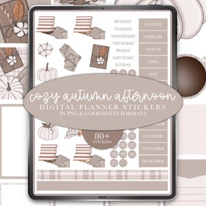 Cozy Autumn Afternoon Digital Planner Stickers, Precropped Goodnotes ...