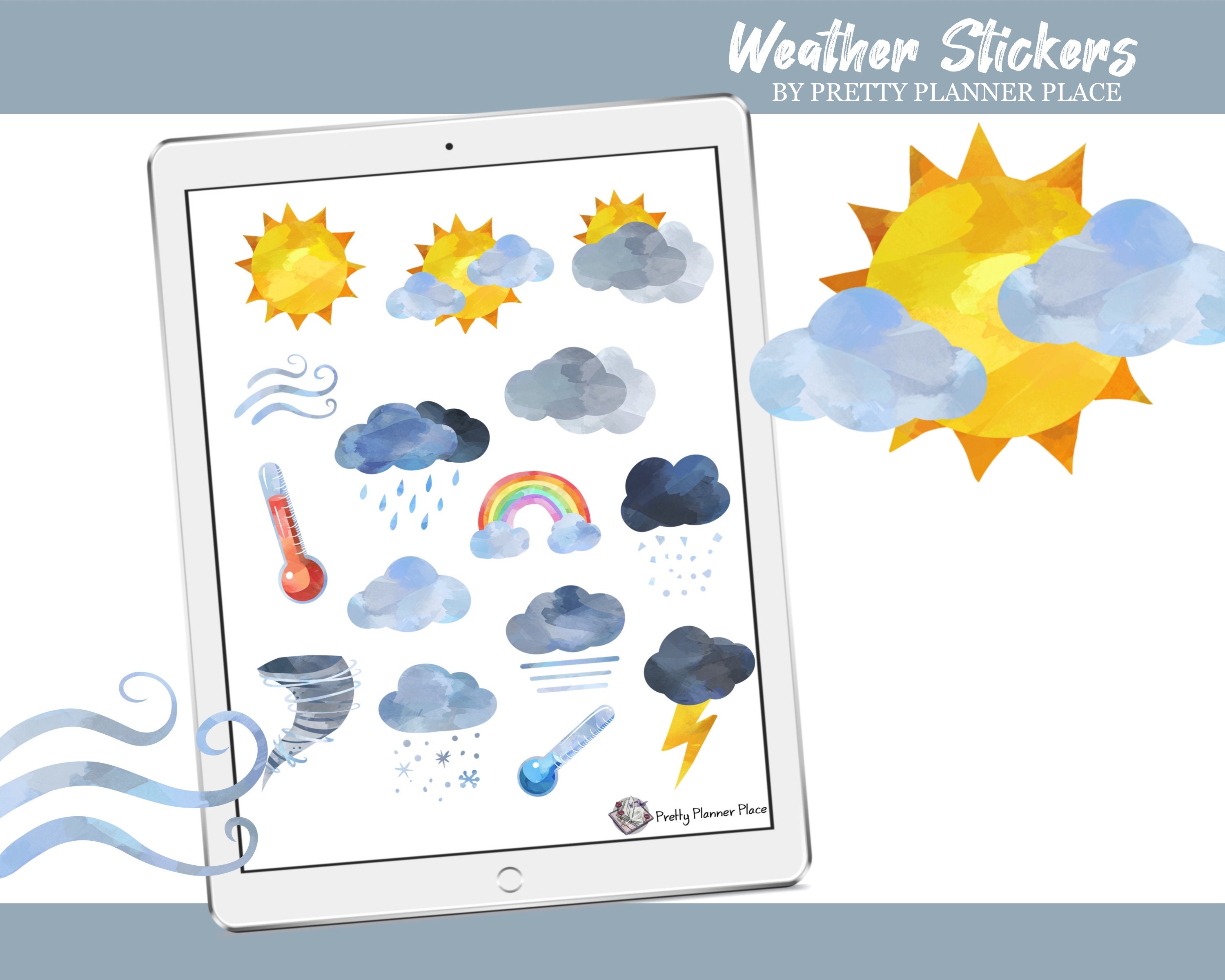 Weather Stickers for Digital Planning Digital Planner - Etsy