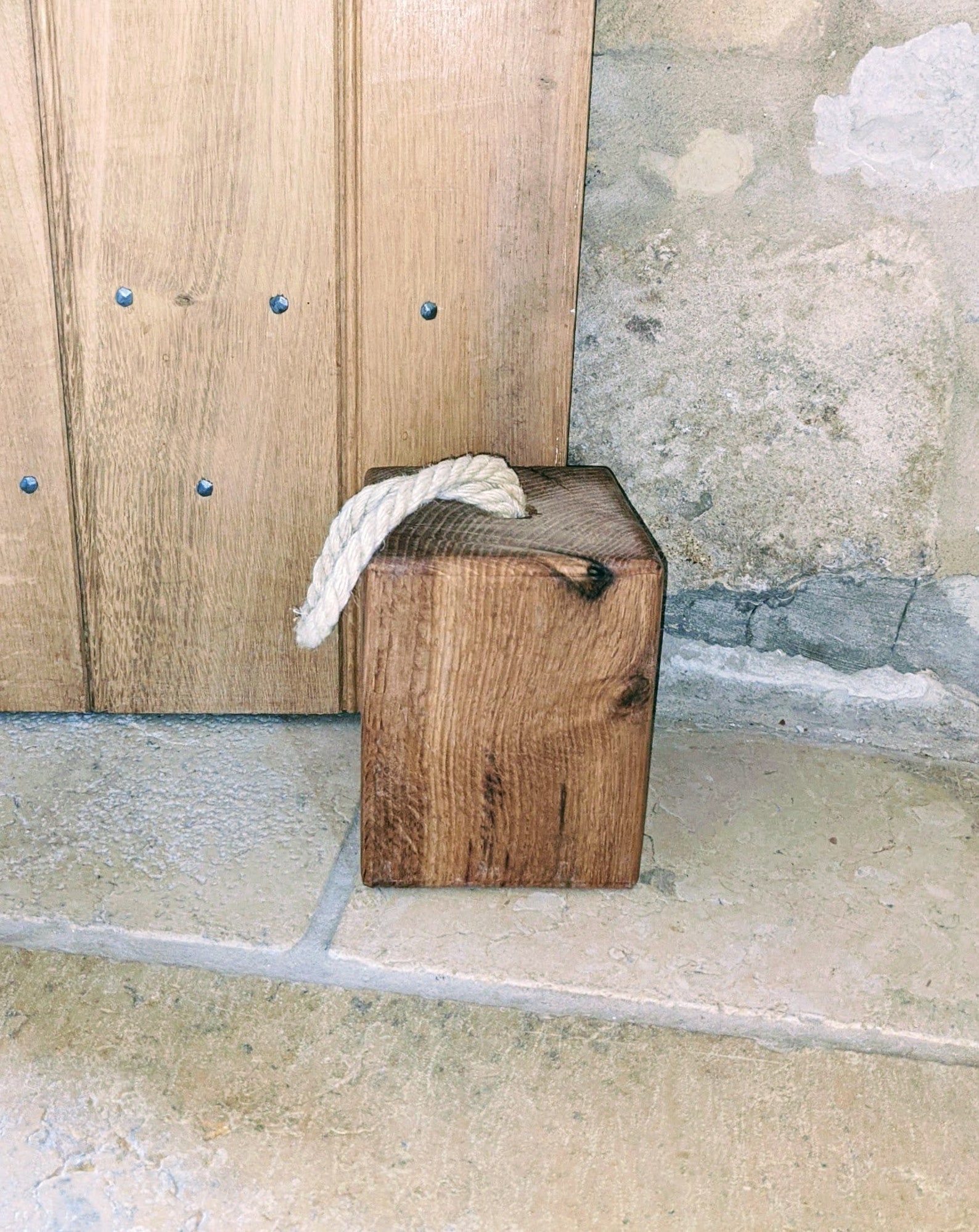 Oak Door Stop Solid Oak Door Block Rope Handle Door Stop. | Etsy