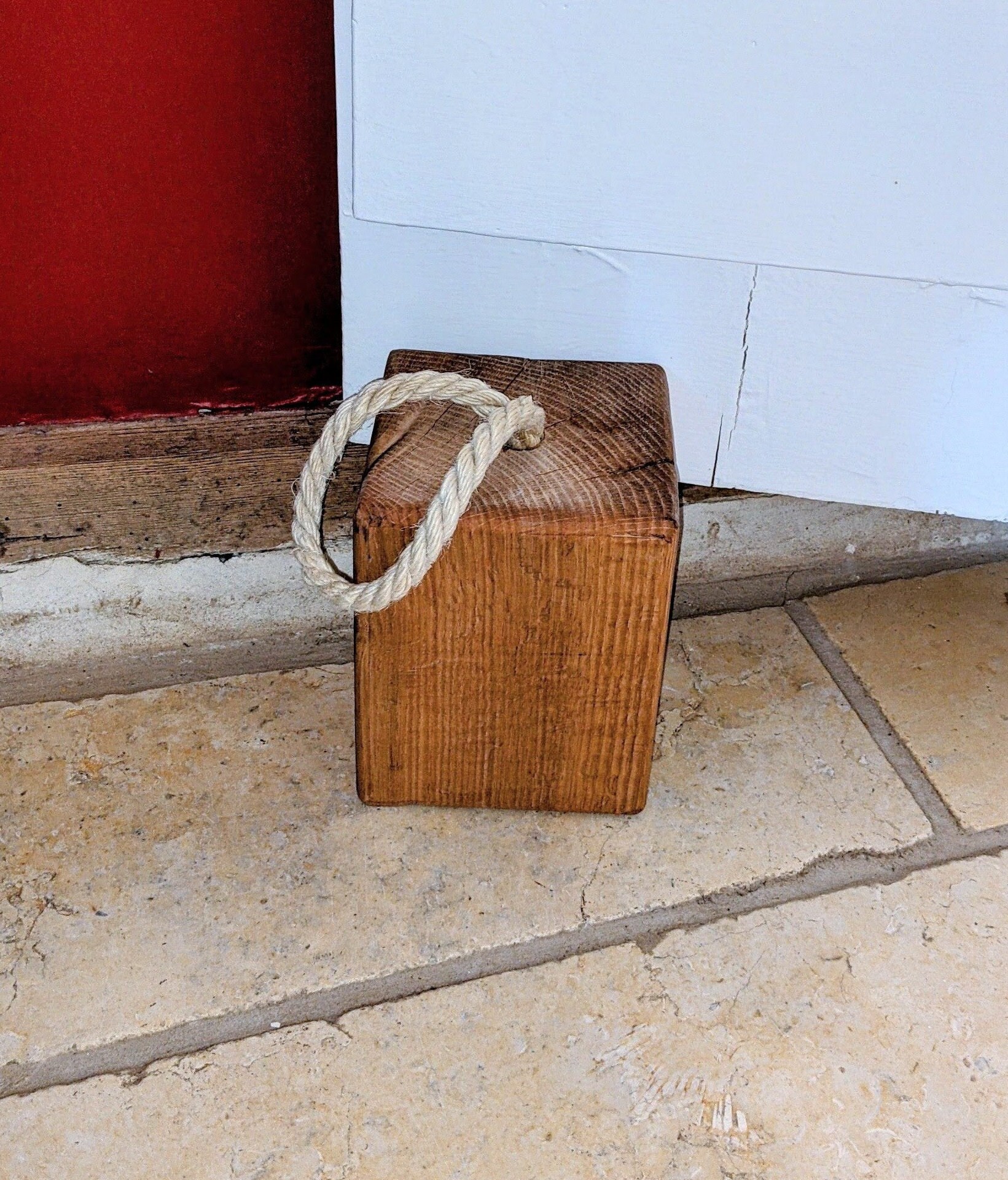 Oak Door Stop Solid Oak Door Block Rope Handle Door Stop. | Etsy
