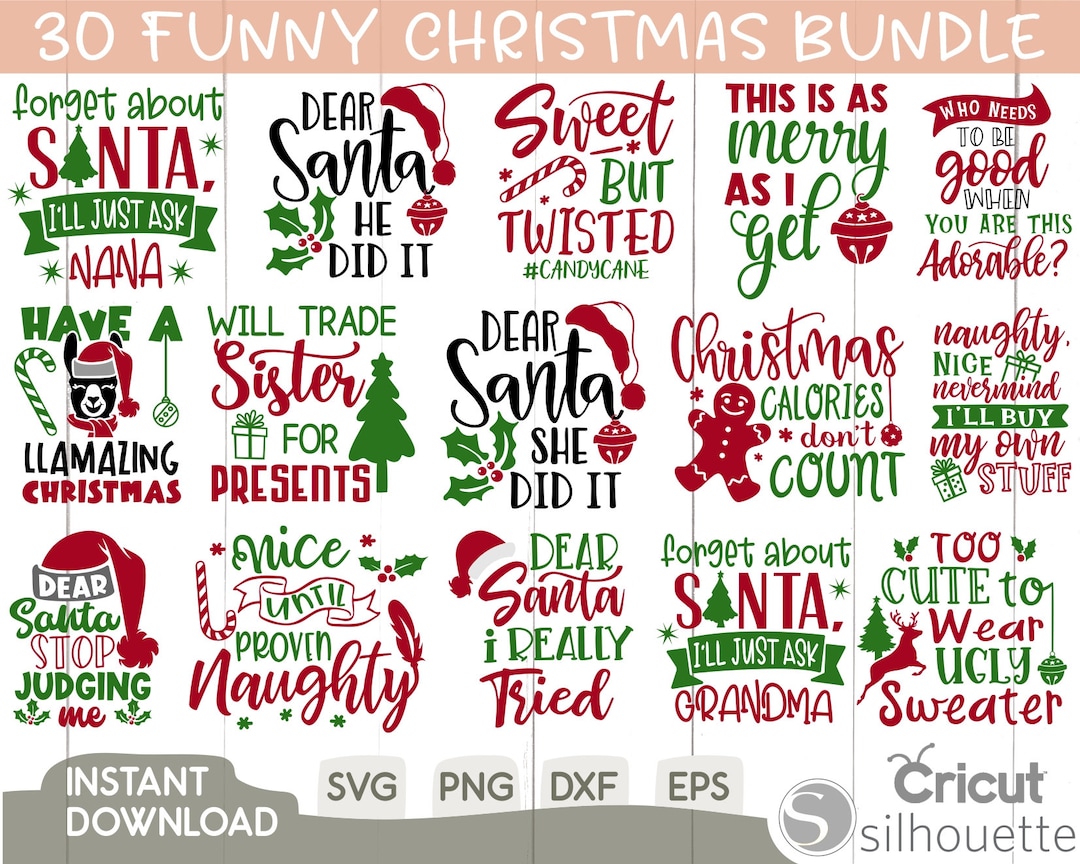 Funny Christmas Svg Bundel, Kerstmis Svg, Kerst Quotes Svg, Grappige ...