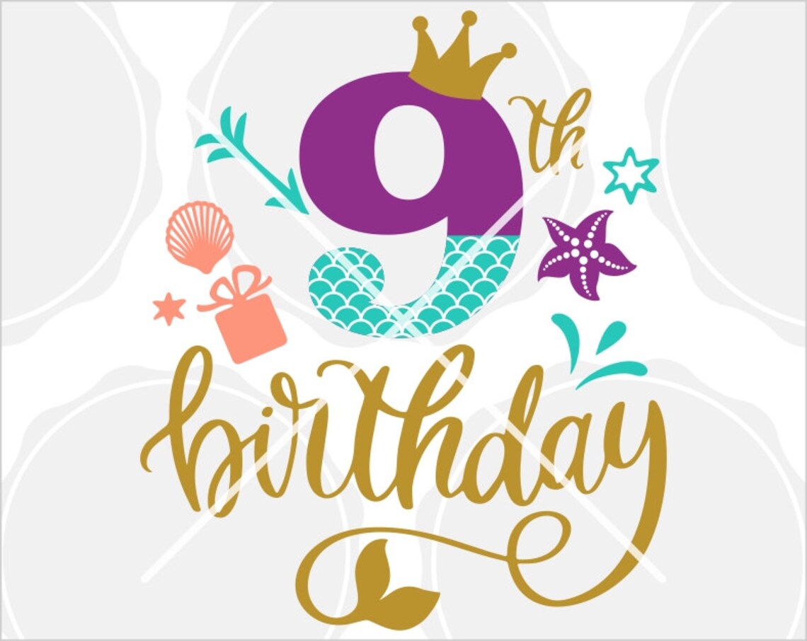 Mermaid Tail Number 9 SVG Dxf mermaid SVG Silhouette and - Etsy