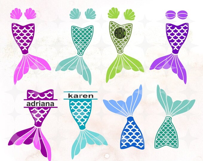 Mermaid Svg Png Files Clipart, Summer Beach Silhouette, Fish Svg ...