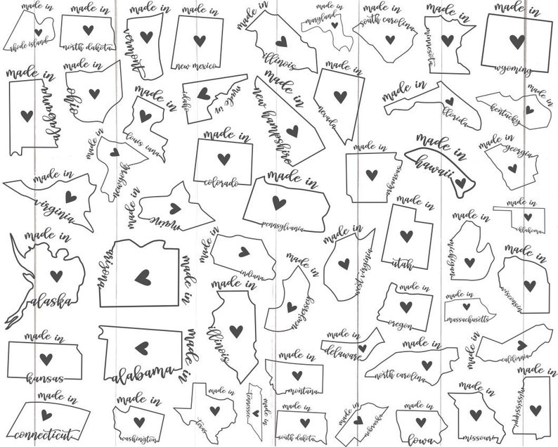 United States Svg,all 50 States Outline Svg Bundle,us Outlines Svg,us ...