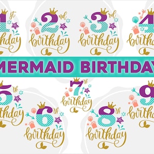 Mermaid Tail Birthday Numbers Birthday Bundle Mermaid | Etsy