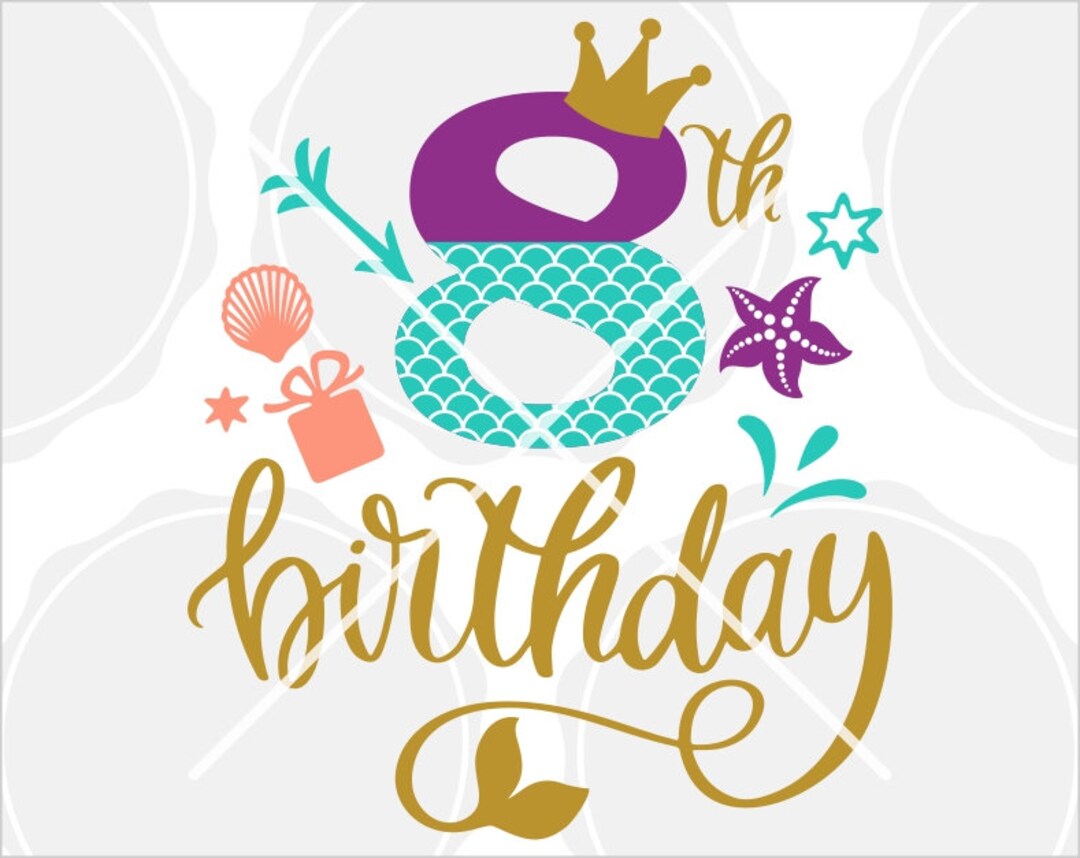 Mermaid Tail Number 8 SVG Dxf ,mermaid SVG Silhouette and Cricut Cut ...