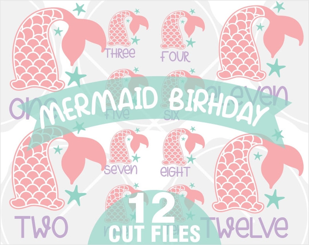 Mermaid Tail Birthday Numbers Birthday• Bundle Mermaid Birthday Girl 1 ...
