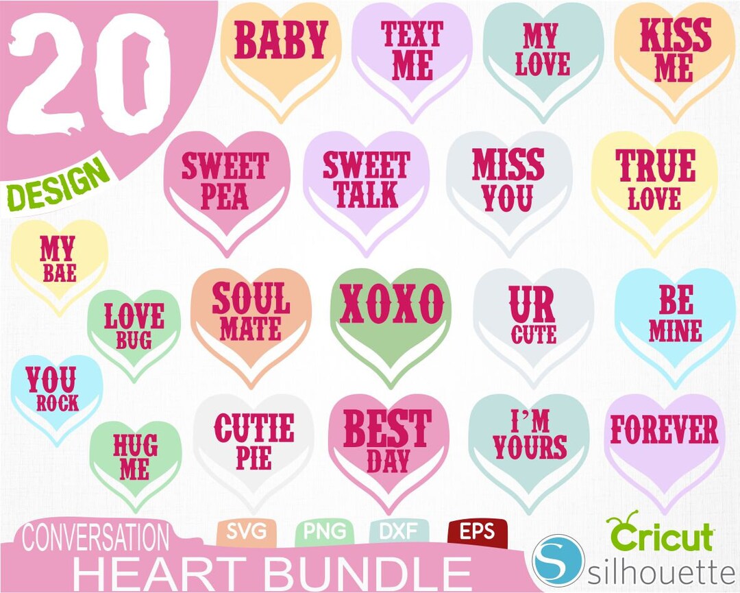 Conversation Hearts Svg ,valentines Decoration, Valentines Day Svg ...