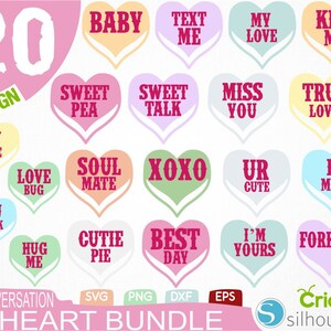 Conversation Hearts Svg ,valentines Decoration, Valentines Day Svg ...