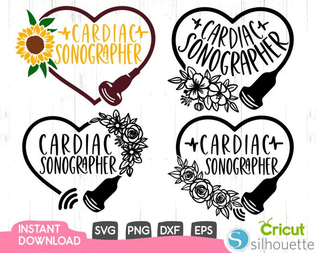 Cardiac Sonographer Svg,ultrasound Probe Heart Svg,silhouette,nurse Svg ...