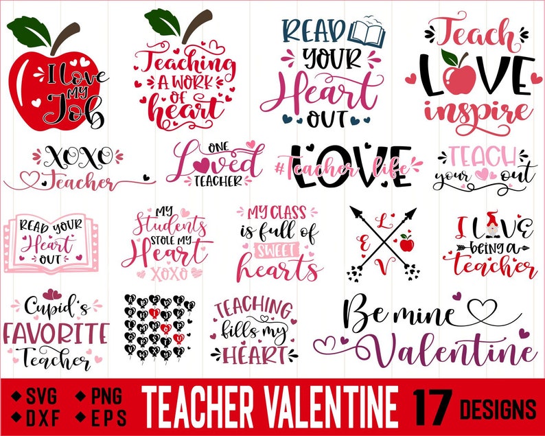 Teacher Valentines Day Svgvalentines Day Svg Teacher SVG - Etsy