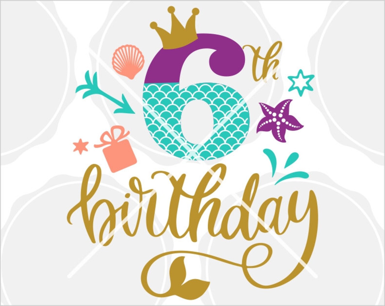 Mermaid Tail Number 6 SVG Dxf ,mermaid SVG Silhouette and Cricut Cut ...