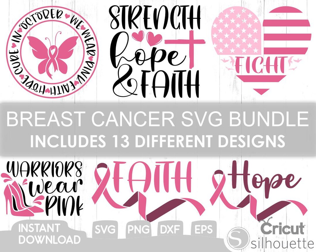 Breast Cancer Svg Bundle, Cancer Awareness Svg, Cancer Ribbon Svg, Hope ...