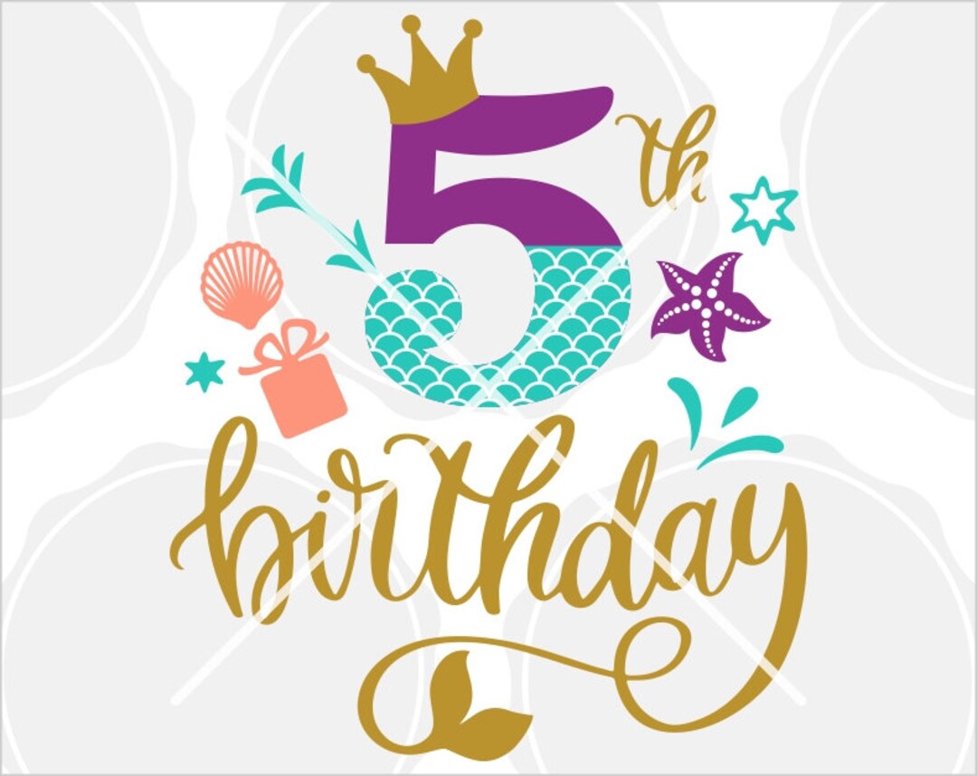 Mermaid Tail Number 5 SVG Dxf ,mermaid SVG Silhouette and Cricut Cut ...