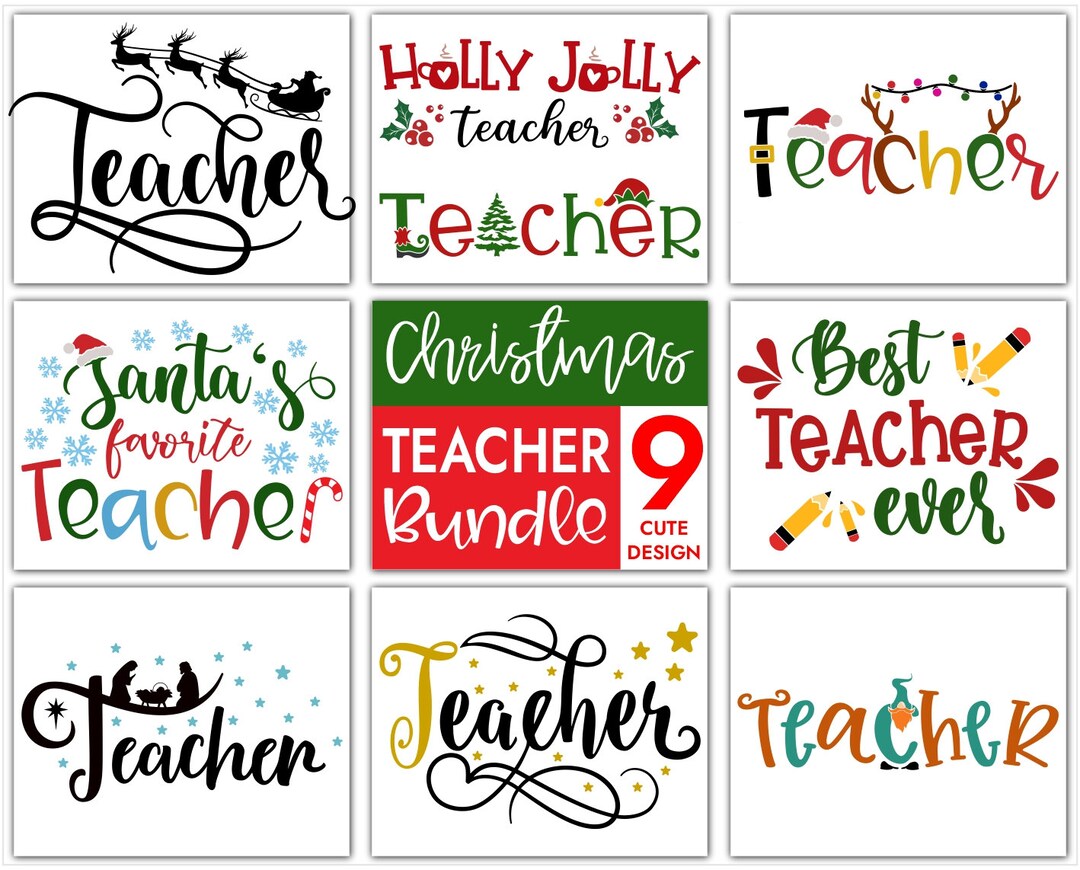 Christmas Teacher Svg Bundle,teacher Svg,best Teacher Ever Svg,santas ...