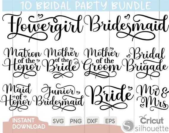 Bridal Party Svg Bundle Wedding Svg Bride Svg Bridesmaid - Etsy Israel