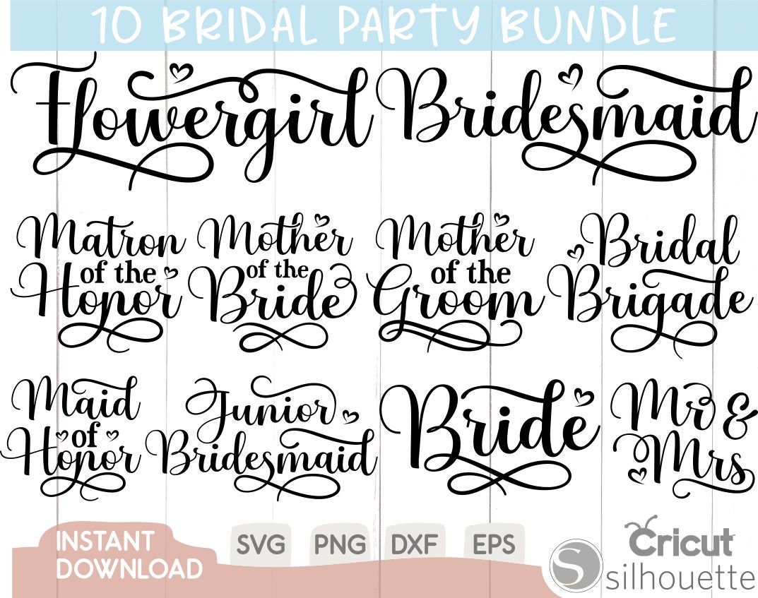 Bridal Party Svg Bundle Wedding Svg Bride Svg Bridesmaid - Etsy UK