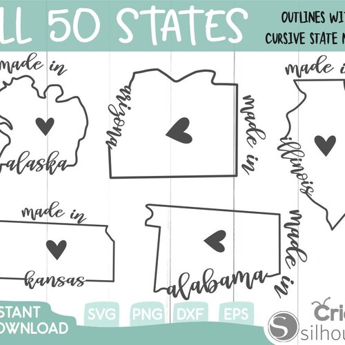All 50 States Outline Svg Bundle United States Svg US - Etsy