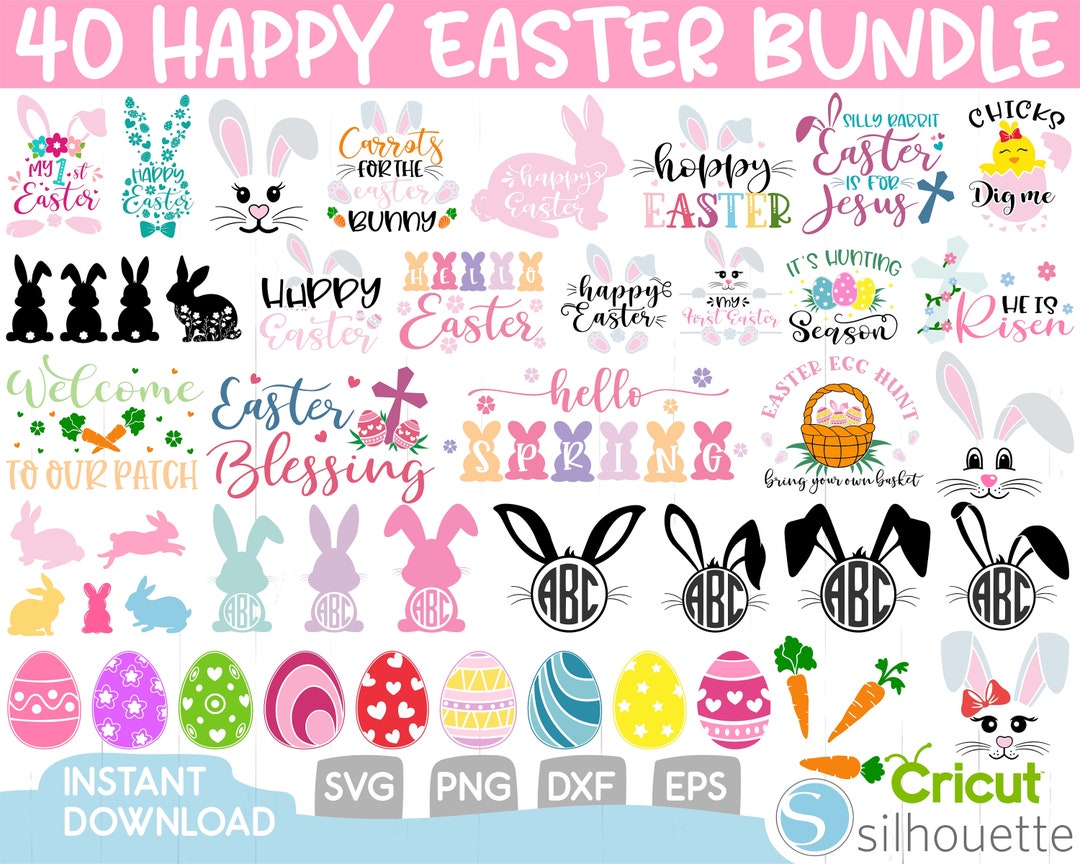 Happy Easter Bundle Svg,easter Svg,bunny Svg,easter Monogram Svg,easter ...