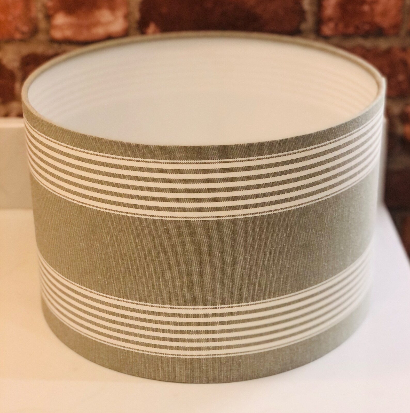 Sage Green and Natural Linen Stripe Lampshade - Etsy