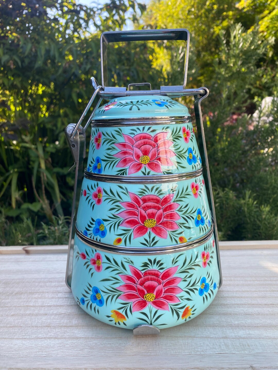 Pale Green Tiffin Lunchbox From Kashmir - Etsy