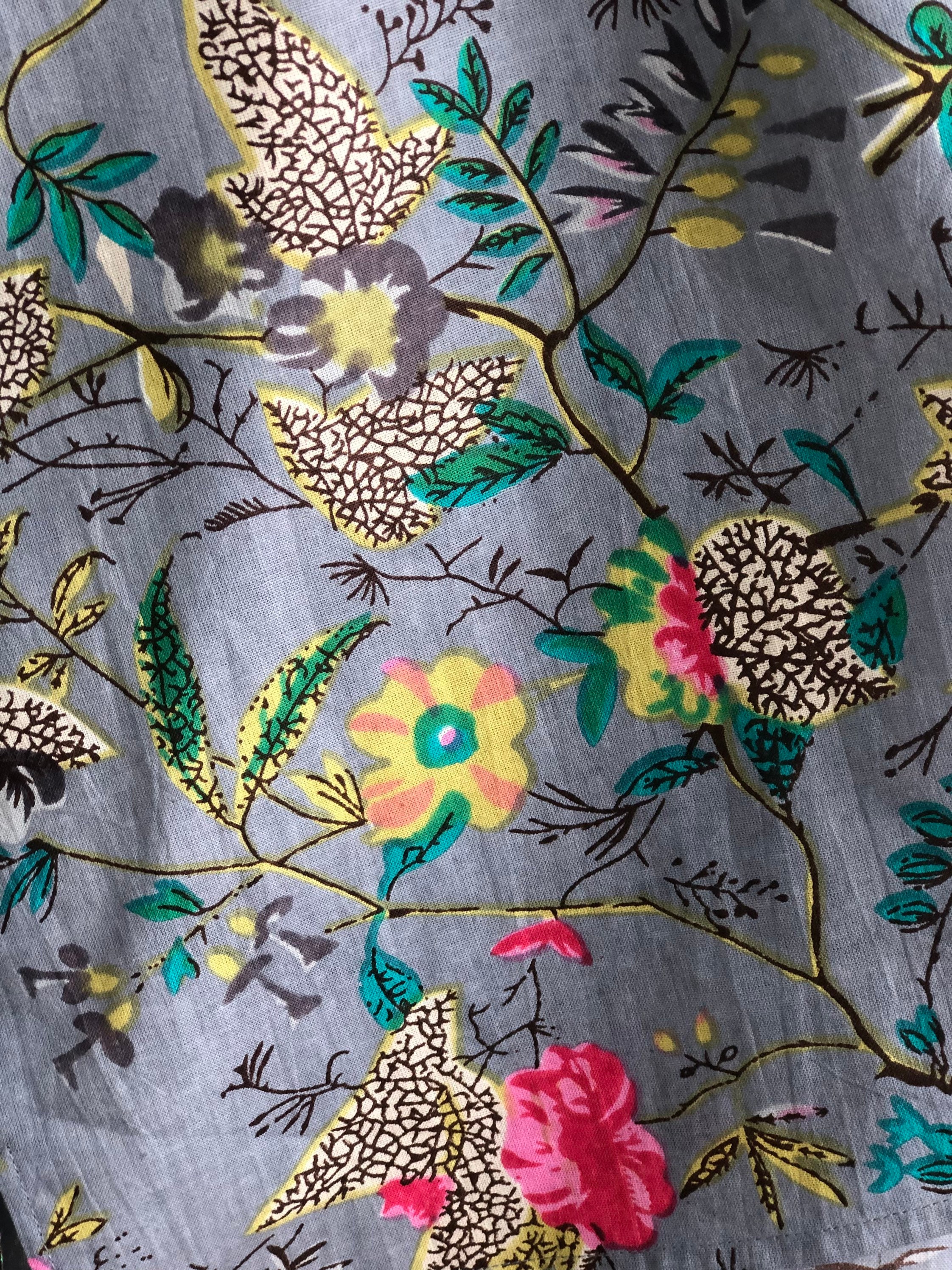 Cotton Kimono Jacket in Pale Dusky Blue With Pink Yellow and - Etsy UK