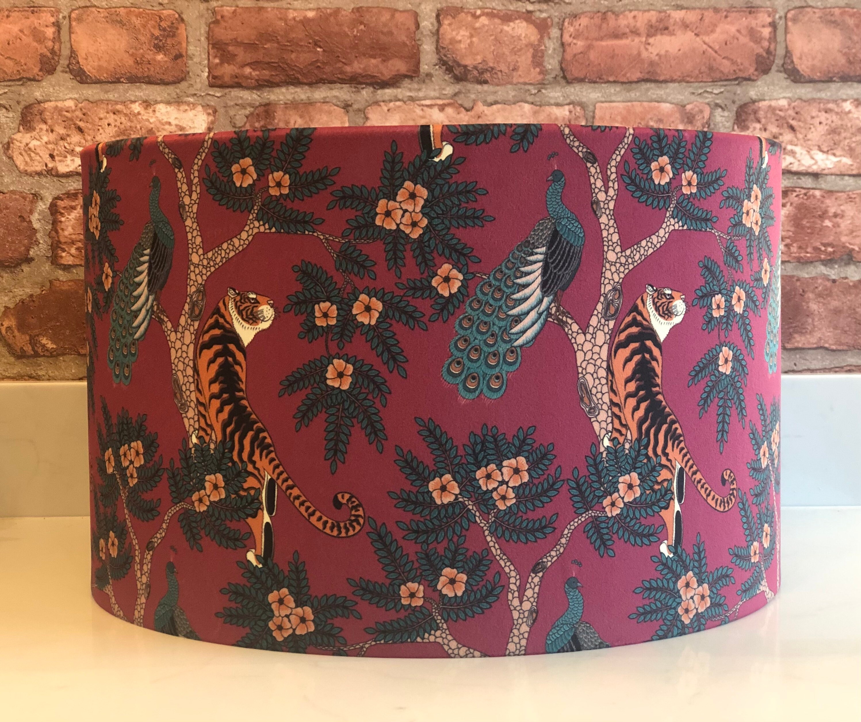 Tiger and Peacock Velvet Lampshade in Magenta Bright Pink With - Etsy