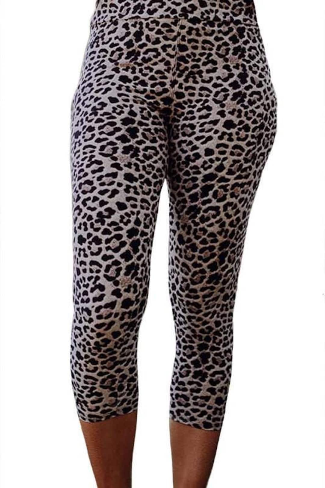 Women's Tan and Black Leopard Print Buttery Soft Yoga Waistband Pocket ...
