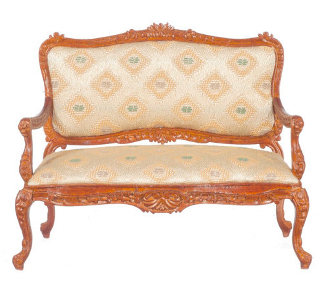 1:12 Louis XV Rocco Settee Walnut JBM Miniature Dollhouse Furniture ...