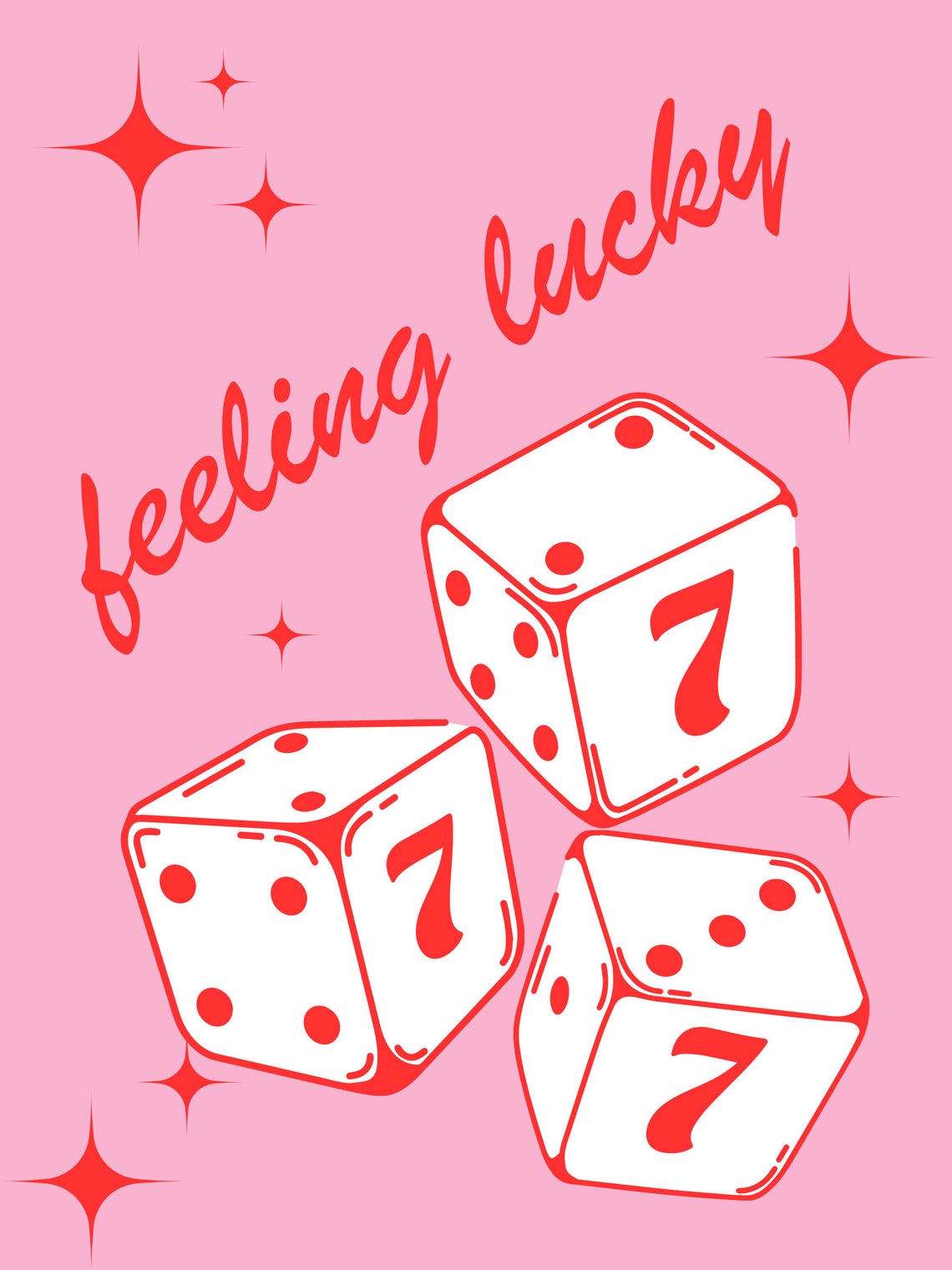 Trendy Feeling Lucky Print Retro Prints Dice Lucky Number Seven Trendy ...