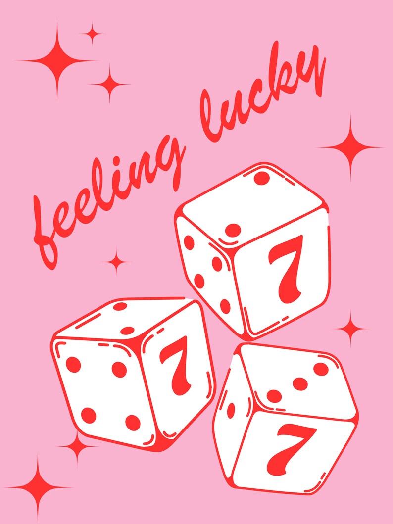 Trendy Feeling Lucky Print Retro Prints Dice Lucky Number Seven Trendy ...