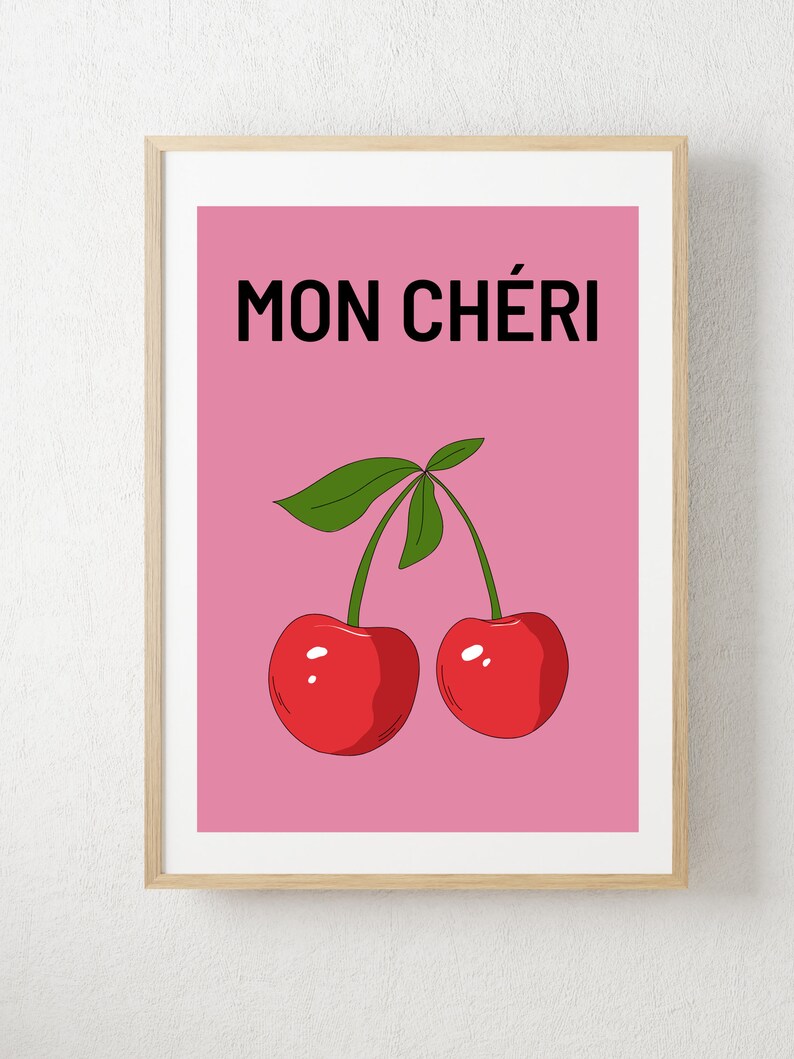 Cherry Poster | Mon Cheri | Trendy | Retro | Poster | Dorm Room Prints ...