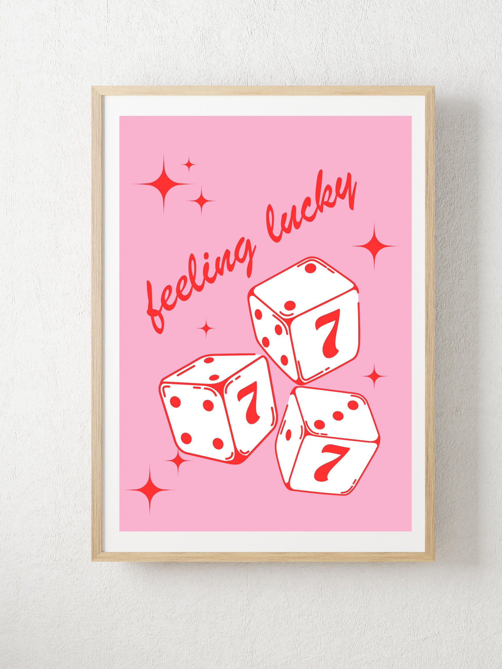 Trendy Feeling Lucky Print Retro Prints Dice Lucky Number Seven Trendy ...