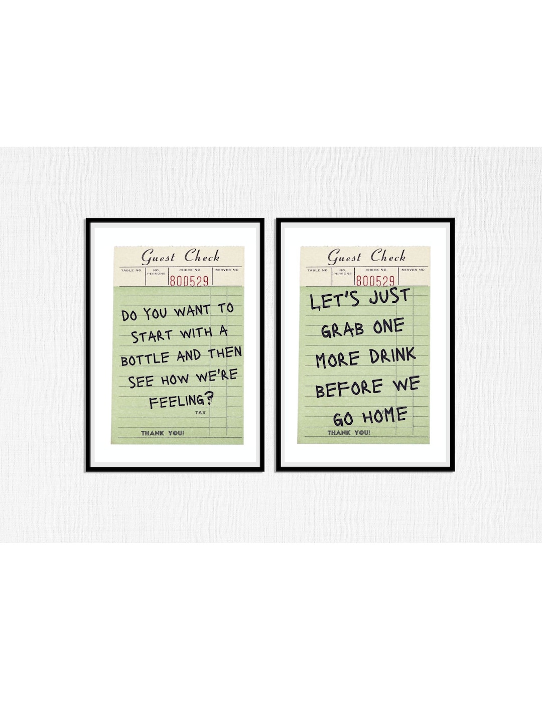 Guest Check Wall Prints | Receipt Wall Art | Bar Cart Decor | One More ...