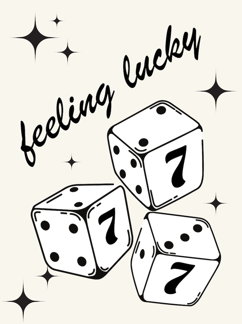 Feeling Lucky Print | Retro Prints | Trendy Wall Art | Dice | Lucky ...