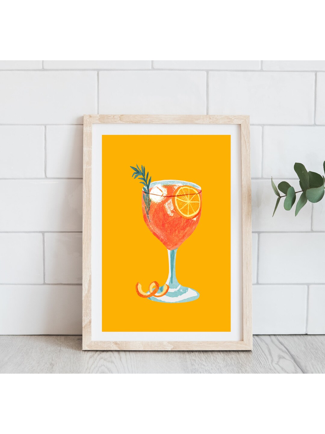 Trendy Aperol Spritz Print | Bar Cart Decor | Aperol Spritz Drawing ...