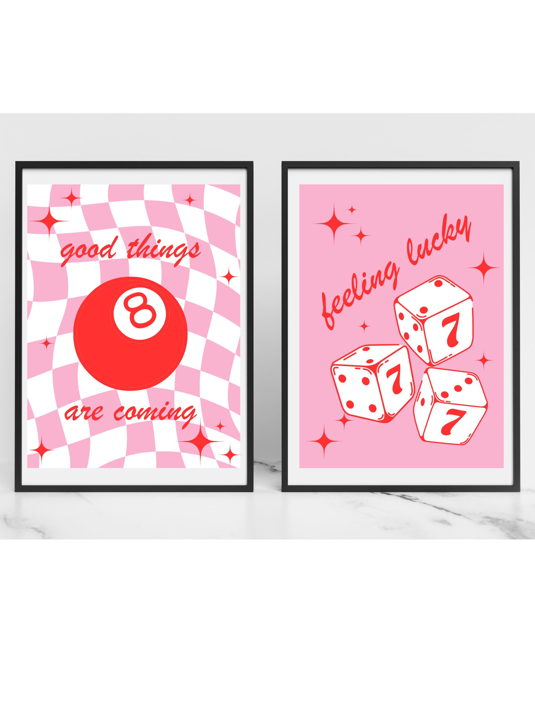 Trendy Feeling Lucky Print Retro Prints Dice Lucky Number Seven Trendy ...