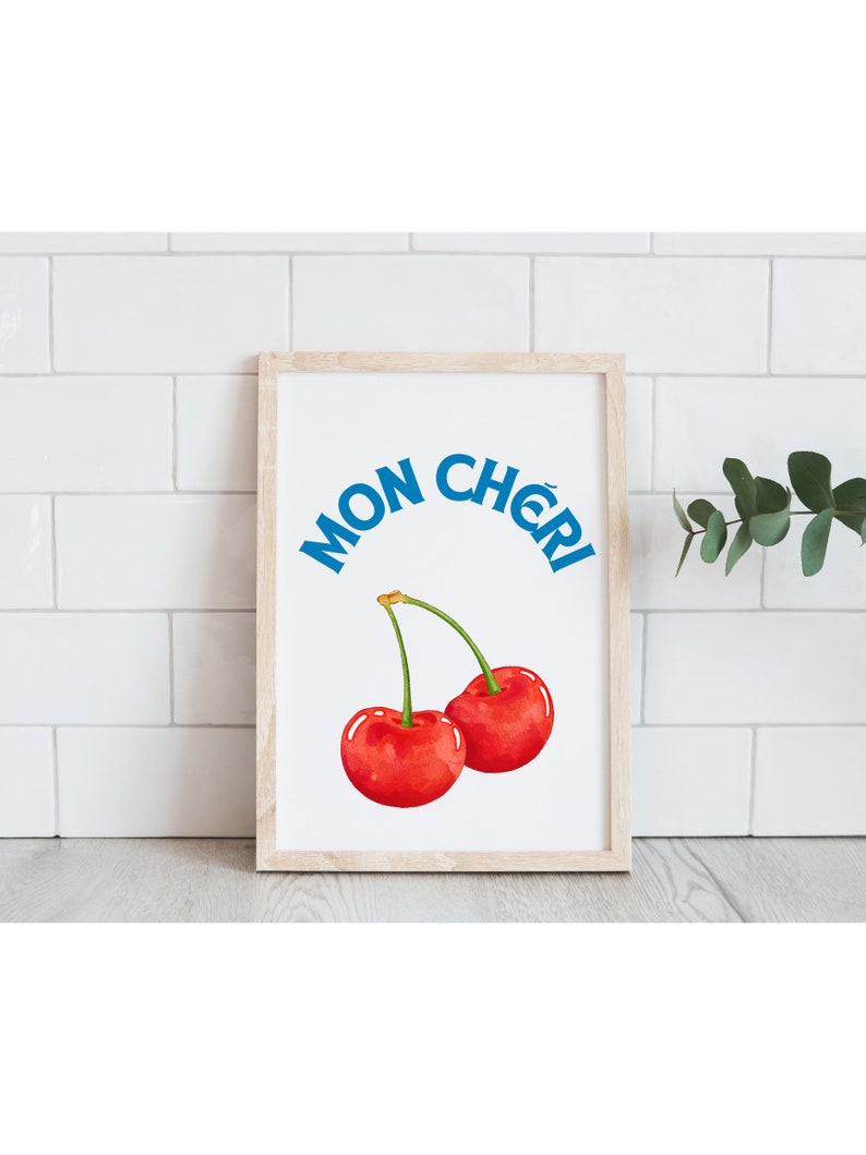 Mon Cheri Cherry Print: Retro Kitchen Wall Art (digital Download) - Etsy