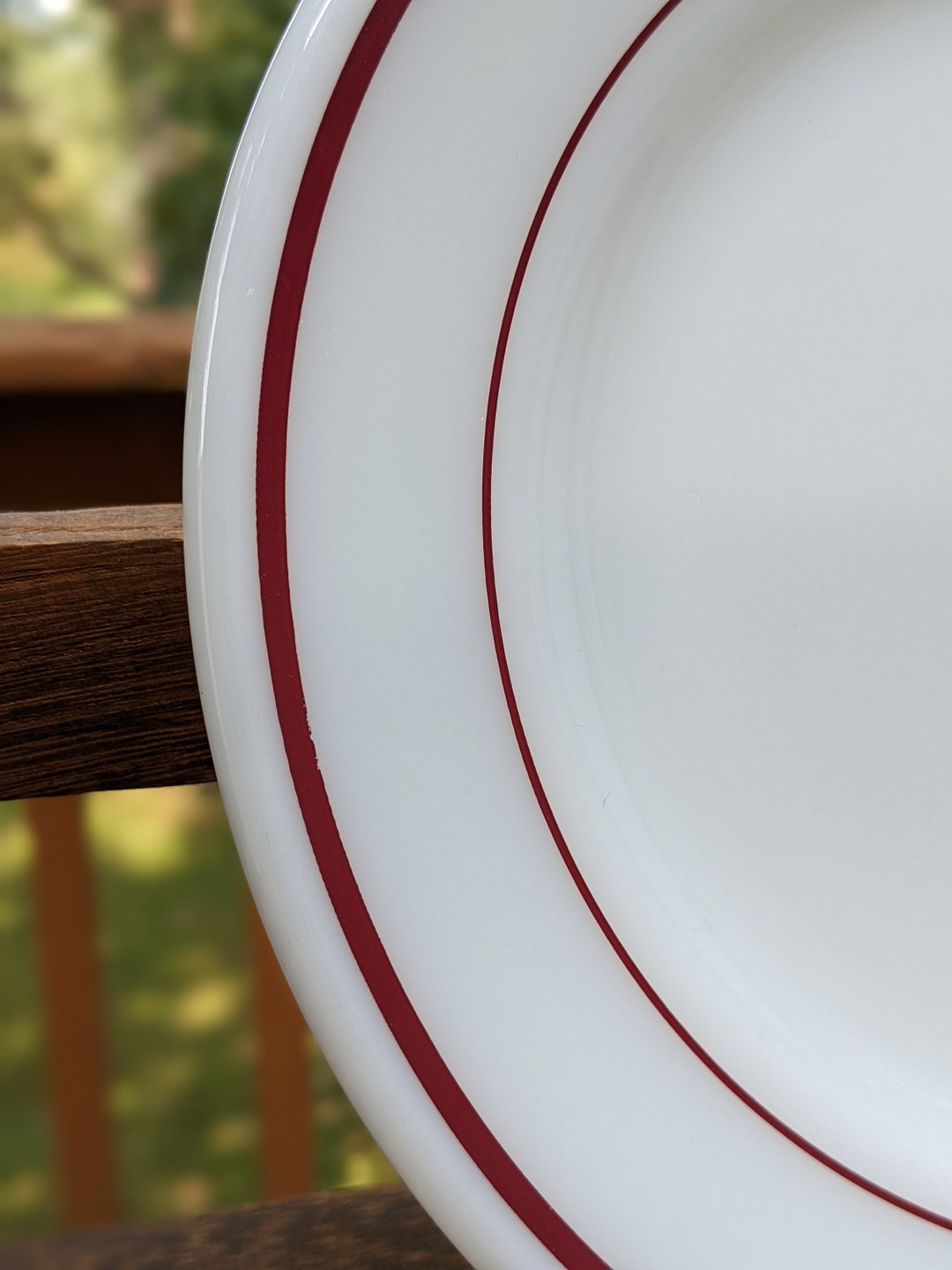 Vintage Corning Plates Red Stripe set of 3 - Etsy