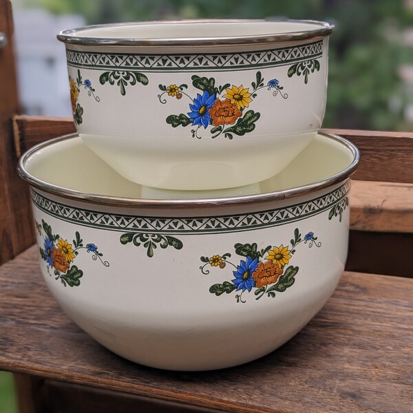 Blue Enamel Bowls - Etsy