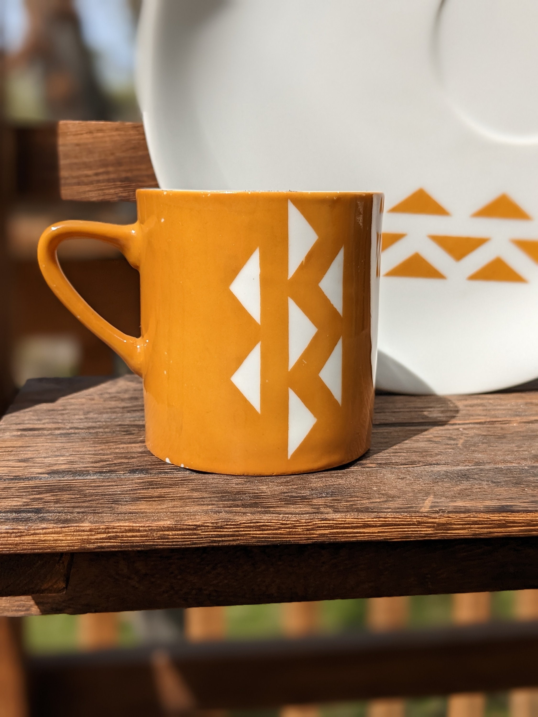 Vintage Jonas Roberts Orange Triangle Snack Set - Etsy